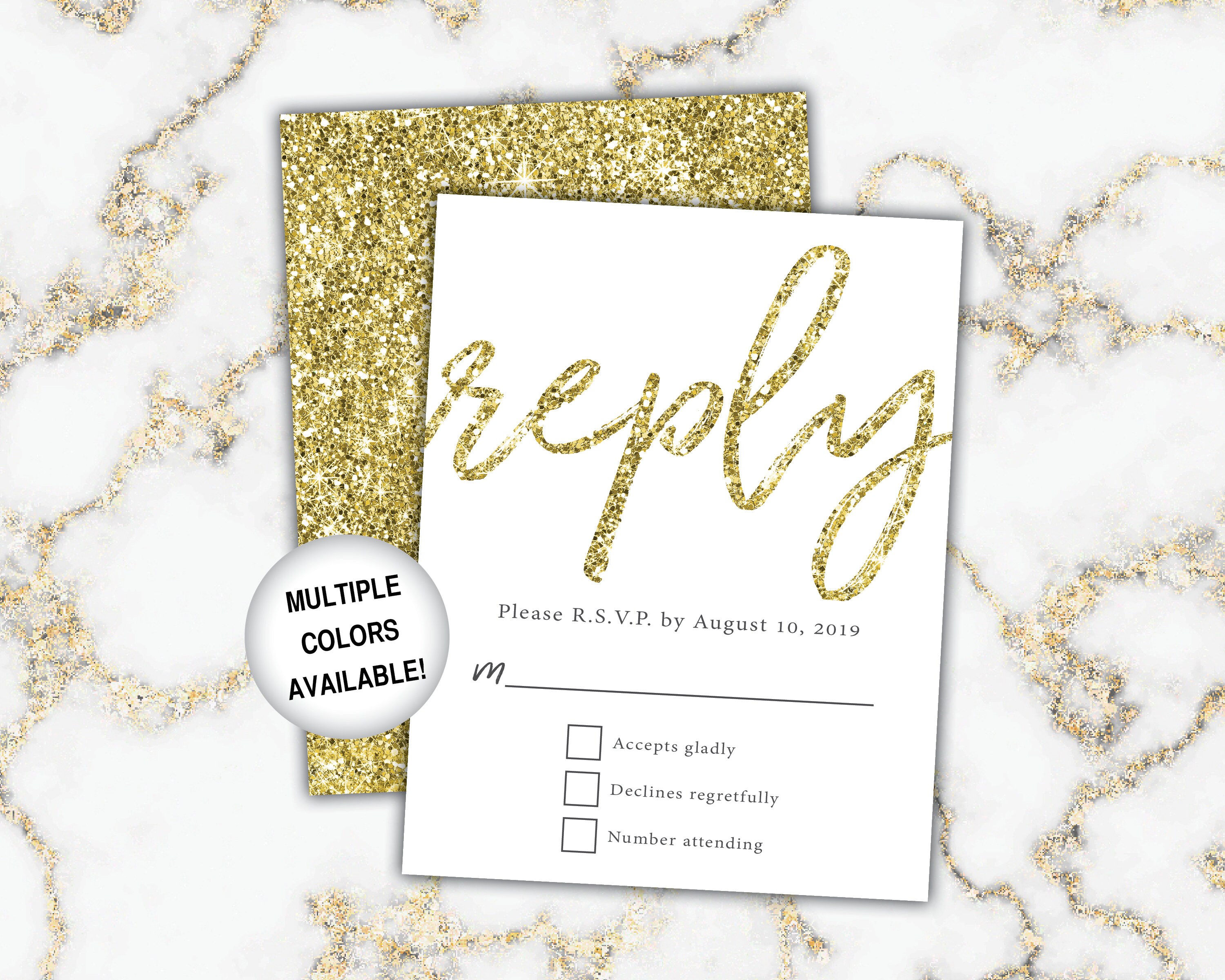 Gold and Navy Wedding Reply Cards Wedding RSVP Cards Gold | Etsy