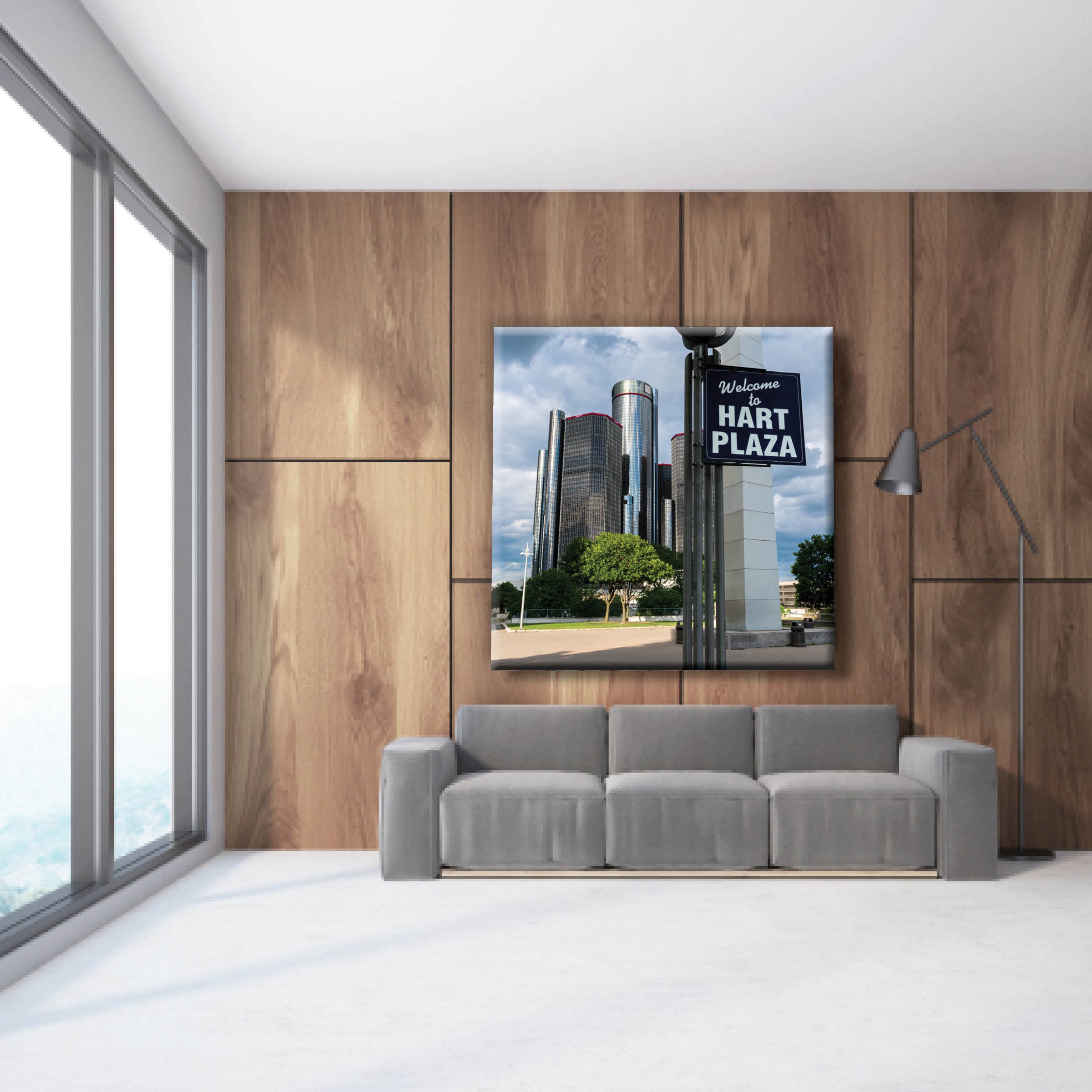 Photography Poly Canvas Downtown Detroit Wall Canvas Decor Hart Plaza ...