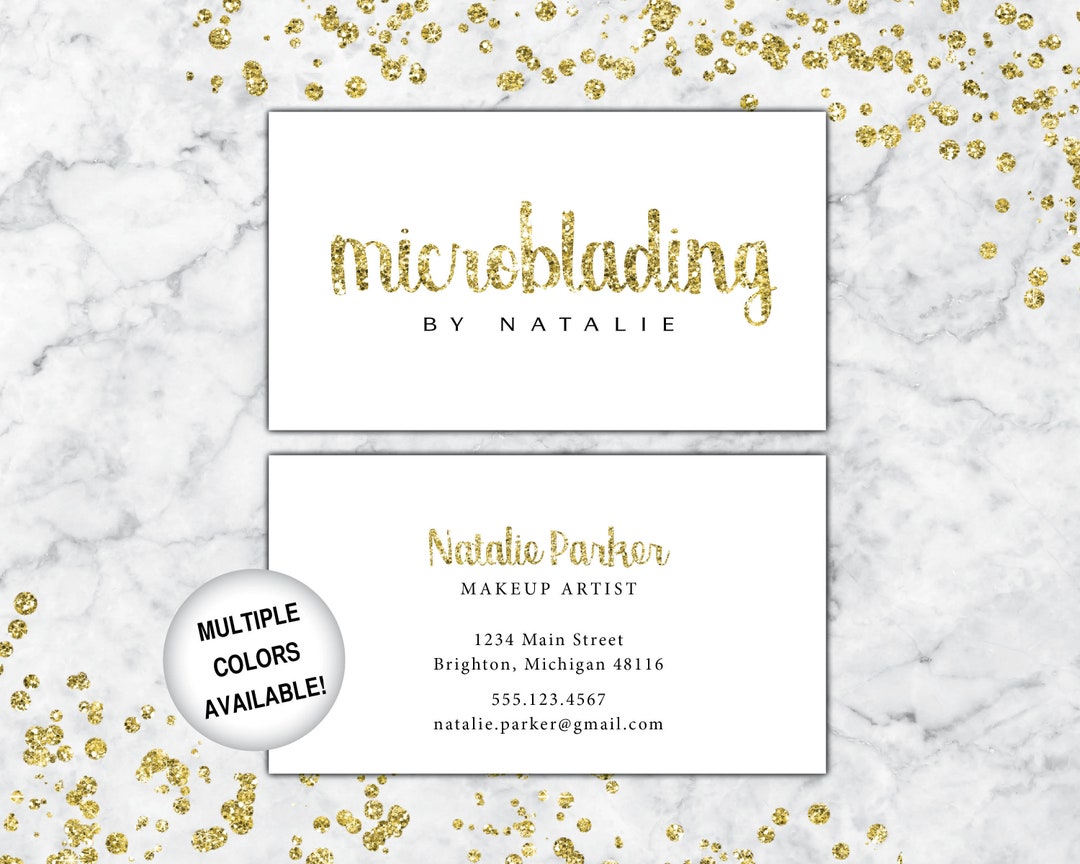 Microblading Business Cards | Makeup Artist Business Cards | Gold ...