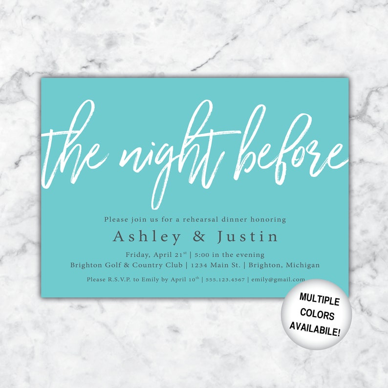 Rehearsal Dinner Invitations the Night Before Invitations - Etsy