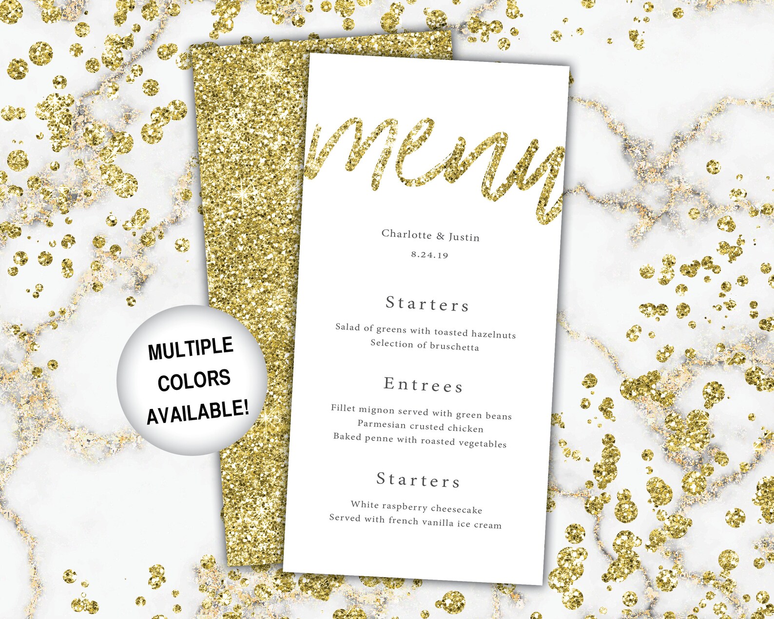 Gold Wedding Menu Template Wedding Menu Cards Printable Gold | Etsy