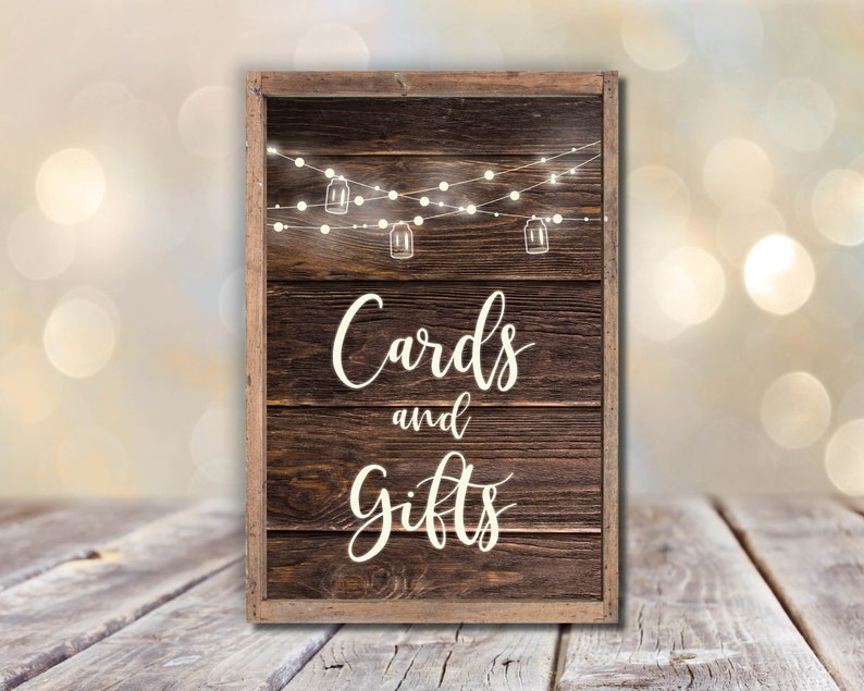 Rustic Cards and Gifts Sign for Wedding Shower Wedding | Etsy