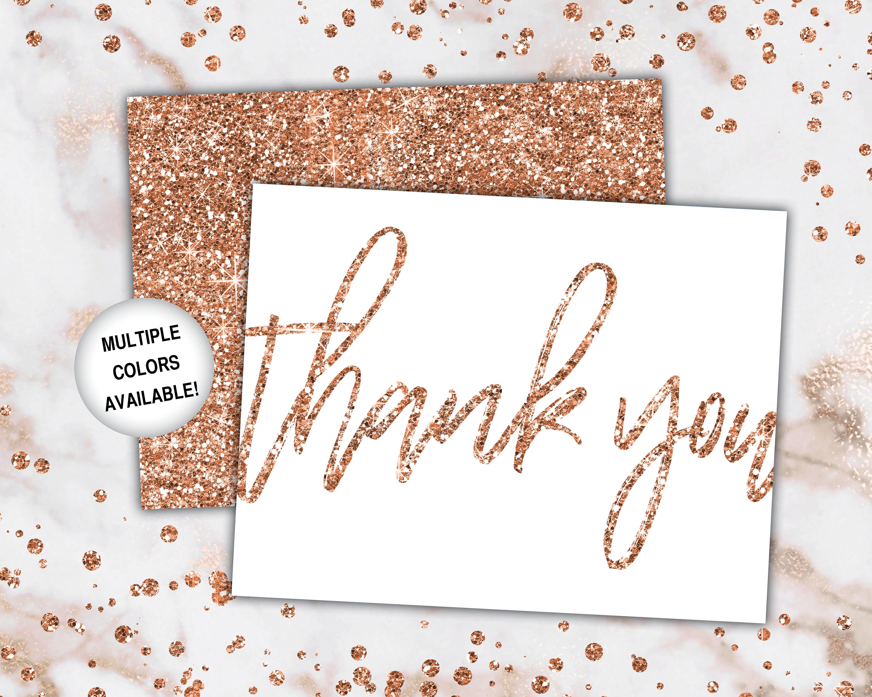 Rose Gold Thank You Cards Rose Gold Glitter Thank You Cards | Etsy