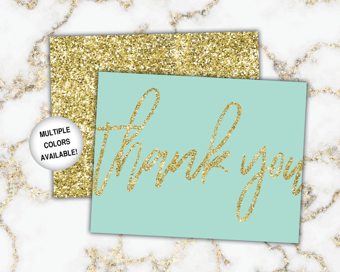 Gold Thank You Cards Gold Glitter Thank You Cards | Etsy