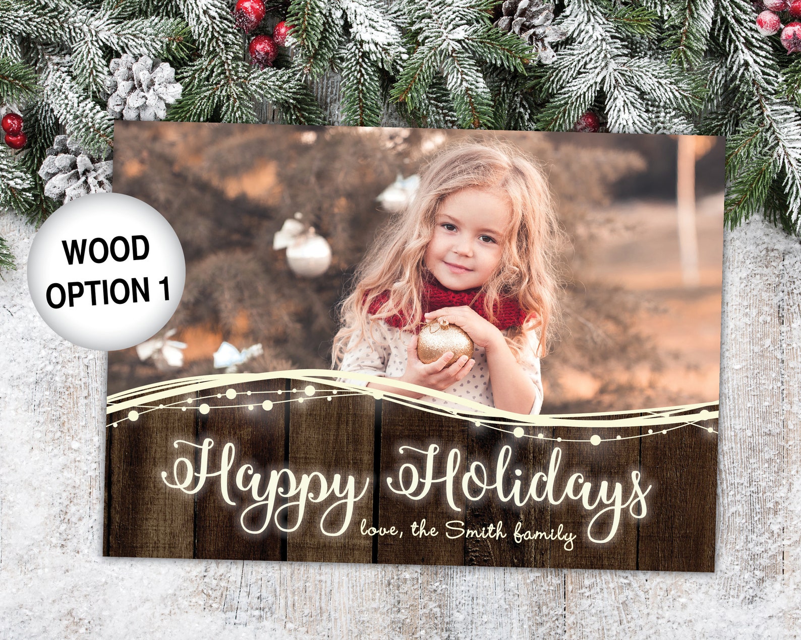 Rustic Happy Holidays Card With Photo Holiday Card Photo Holiday Card ...