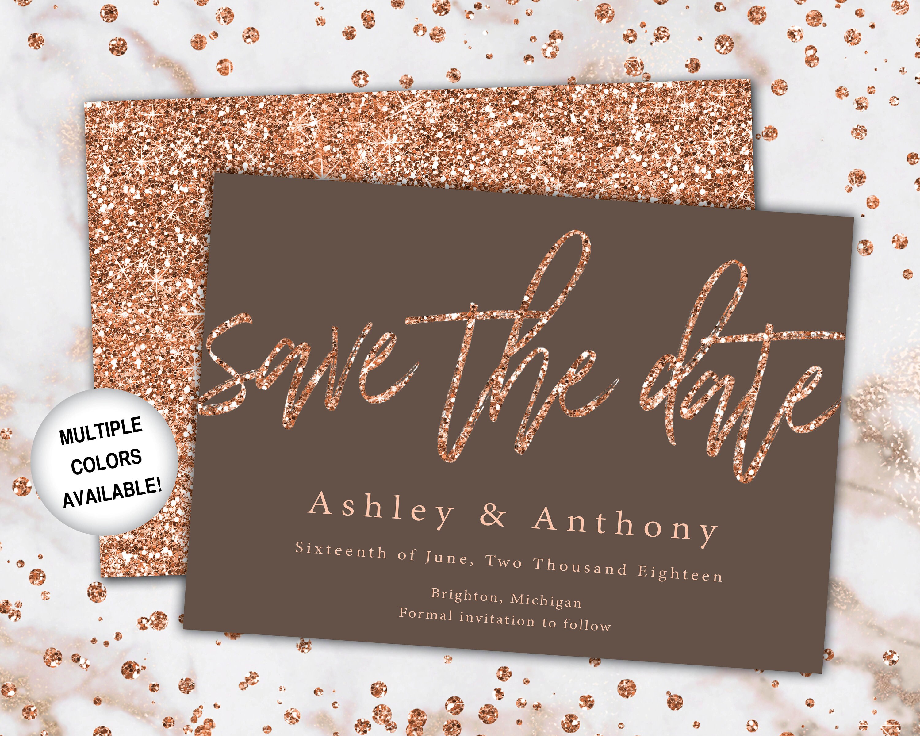 Rose Gold Save the Date | Save the Date Invitation Template Rose Gold ...