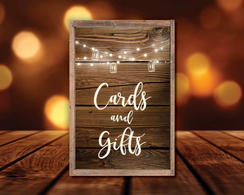 Rustic Cards and Gifts Sign for Wedding Shower Wedding | Etsy