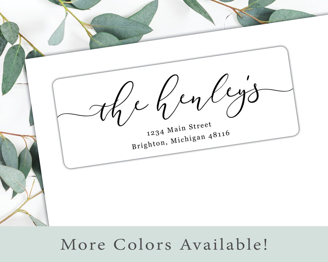 Return Address Label Sheets With Script Font | Simple Return Address ...