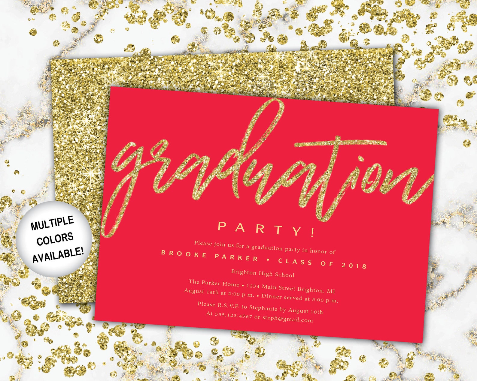 Red and Gold Graduation Party Invitation Graduation Party - Etsy