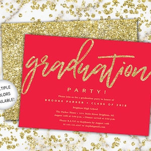 Red and Gold Graduation Party Invitation | Graduation Party Invitation ...