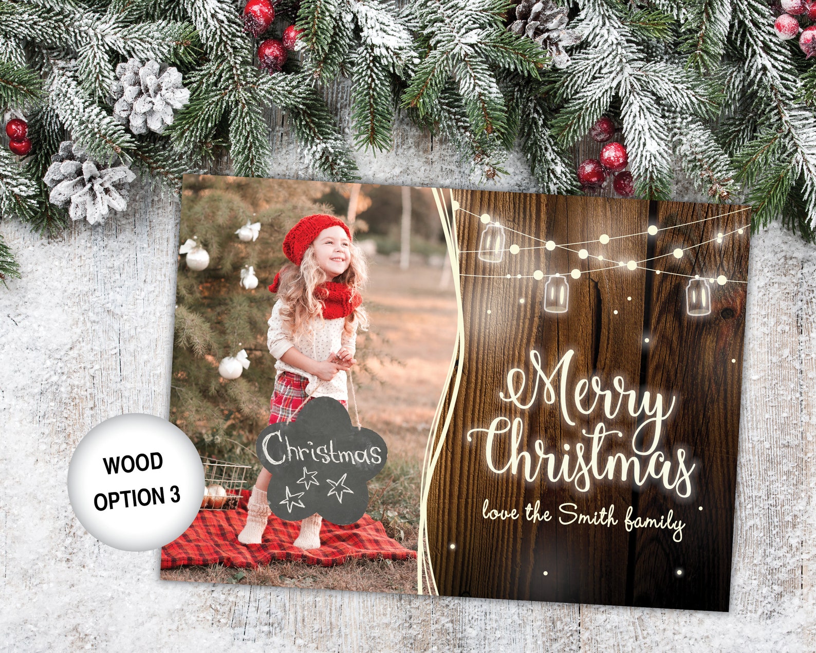 Rustic Christmas Card with Photo Christmas Card Photo | Etsy