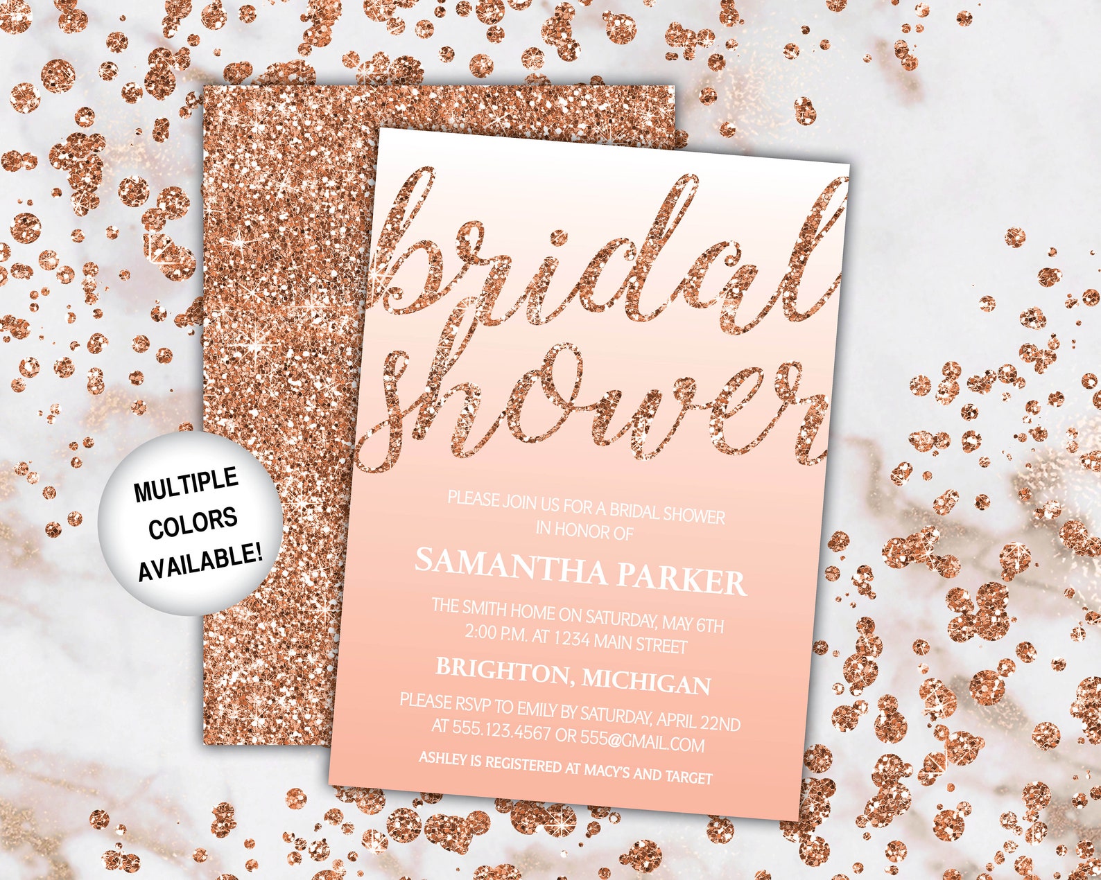 Rose Gold Bridal Shower Invitation | Bridal Shower Invitation Template ...