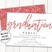 Red Graduation Party Invitations | Grad Party Invitation Red Glitter ...
