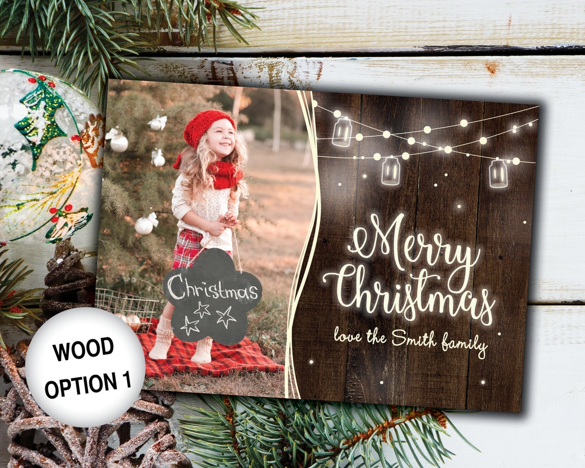 Rustic Christmas Card With Photo Christmas Card Photo | Etsy