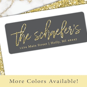 Gold Return Address Labels Simple Return Address Labels Gold Glitter ...