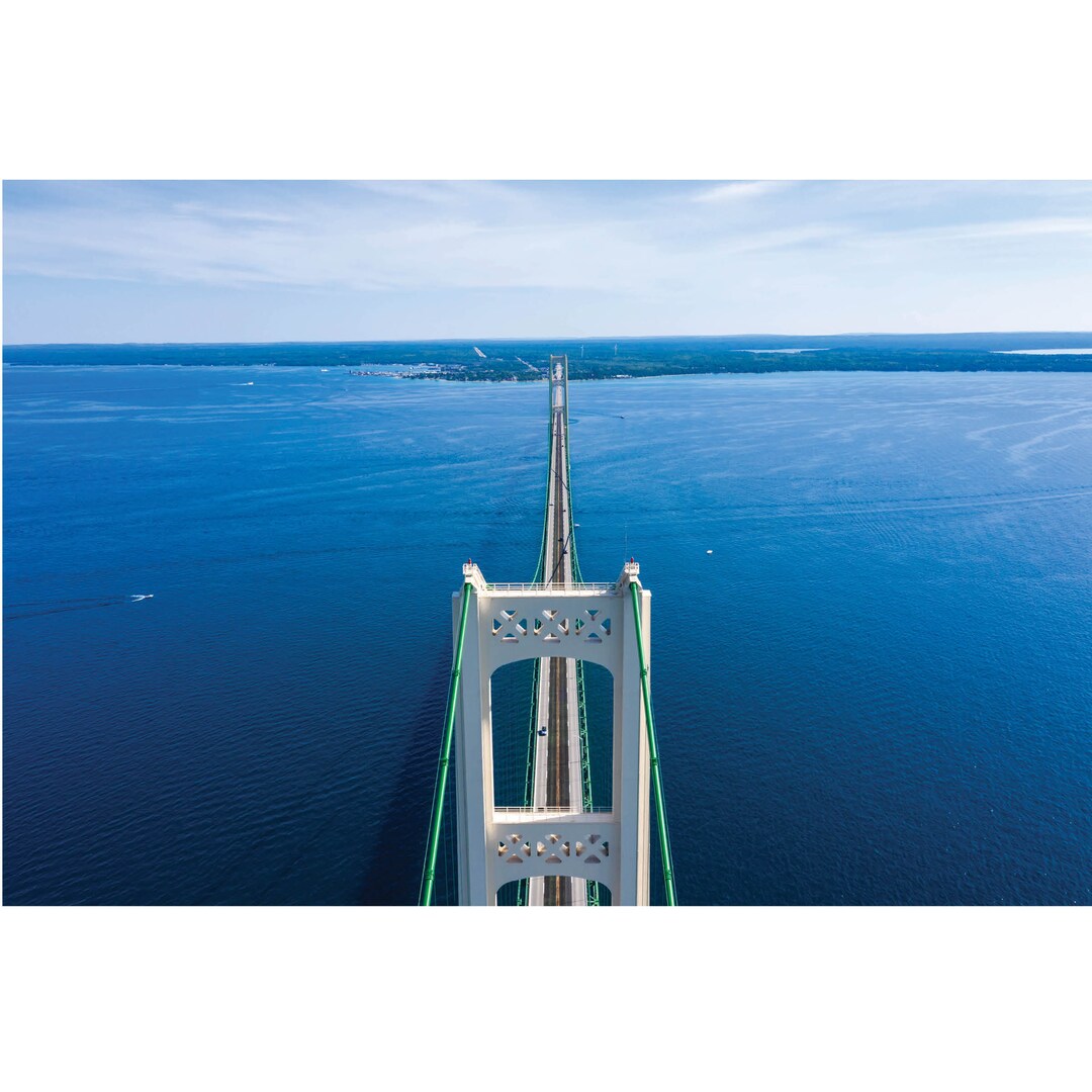 Mackinac Bridge Aerial View Print | Mackinac Bridge Landscape Photo ...