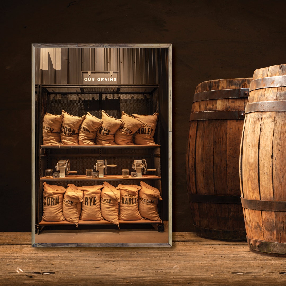 Jim Beam Distillery Photography, Bourbon Grains Bags, Whiskey Wall Art ...