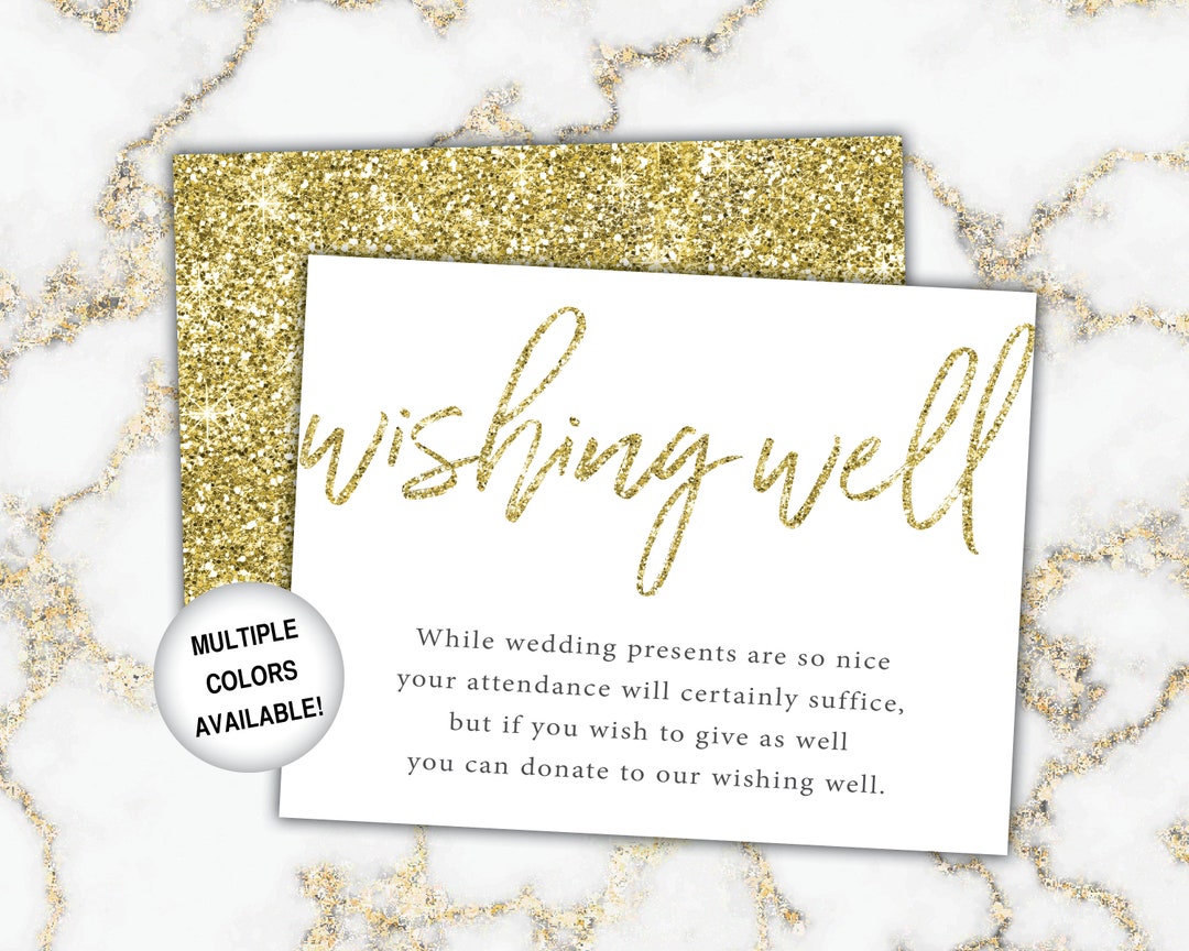 Gold Wishing Well Card for Bridal Shower | Bridal Shower Wishing Well ...