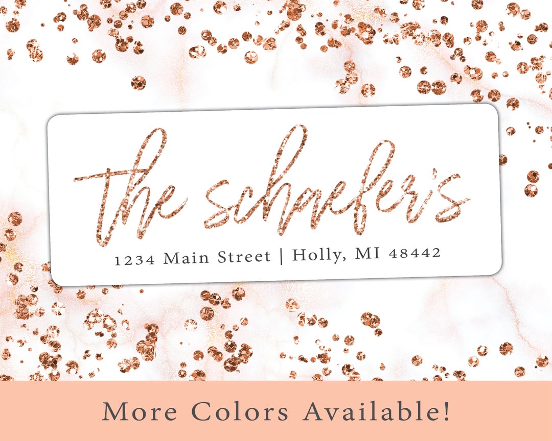 Rose Gold Return Address Labels Simple Return Address Labels Rose Gold ...