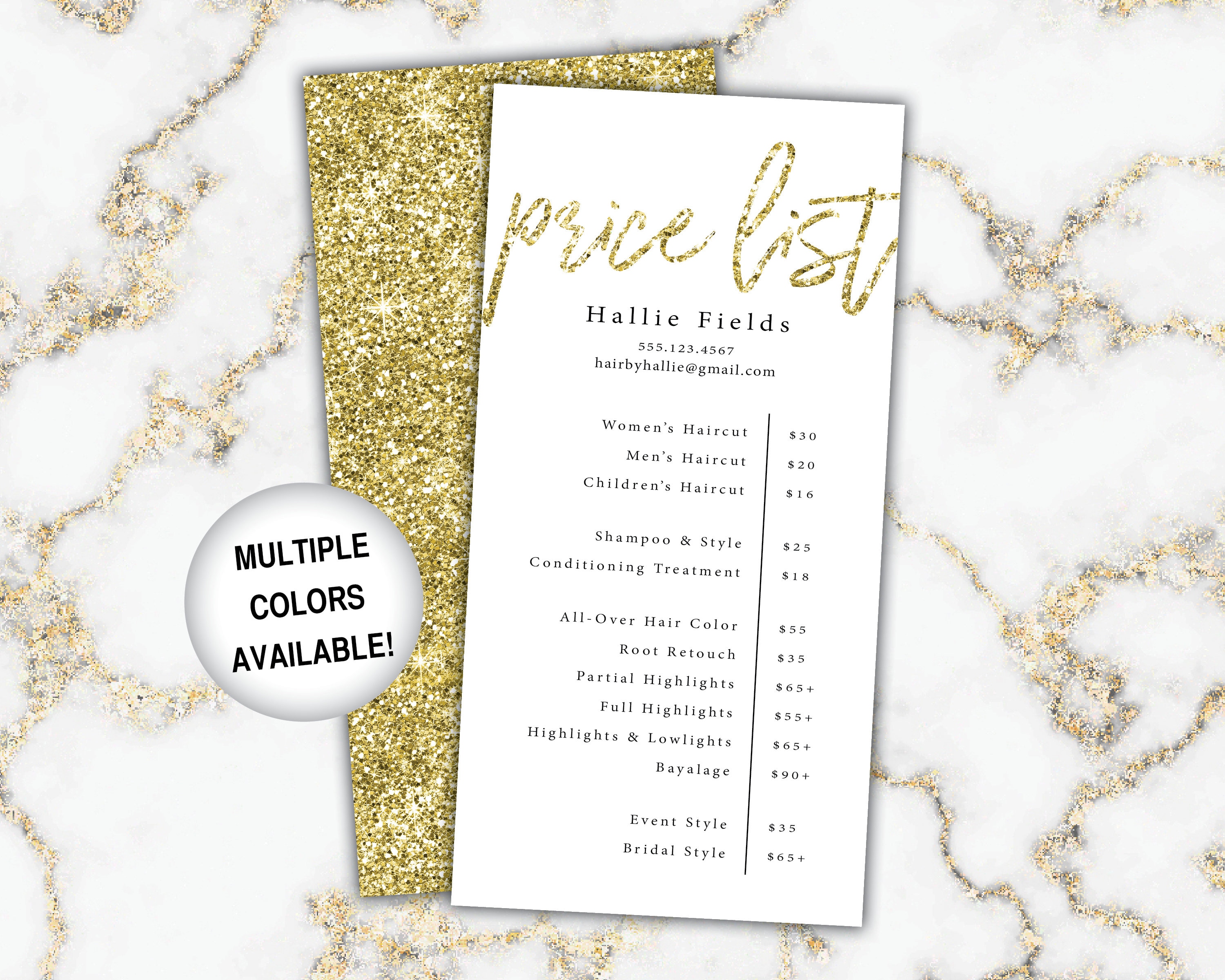 Gold Price List for Hair Template | Printable Price List for ...