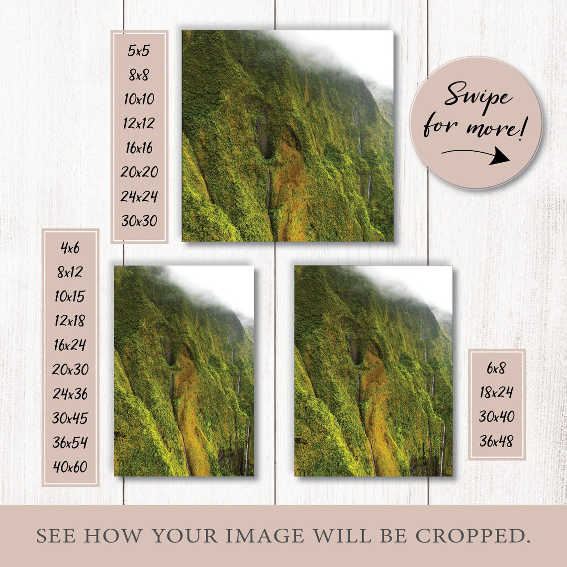 Mount Waialeale Kauai Waterfalls Wall Canvas or Acrylic Glass, Na Pali ...