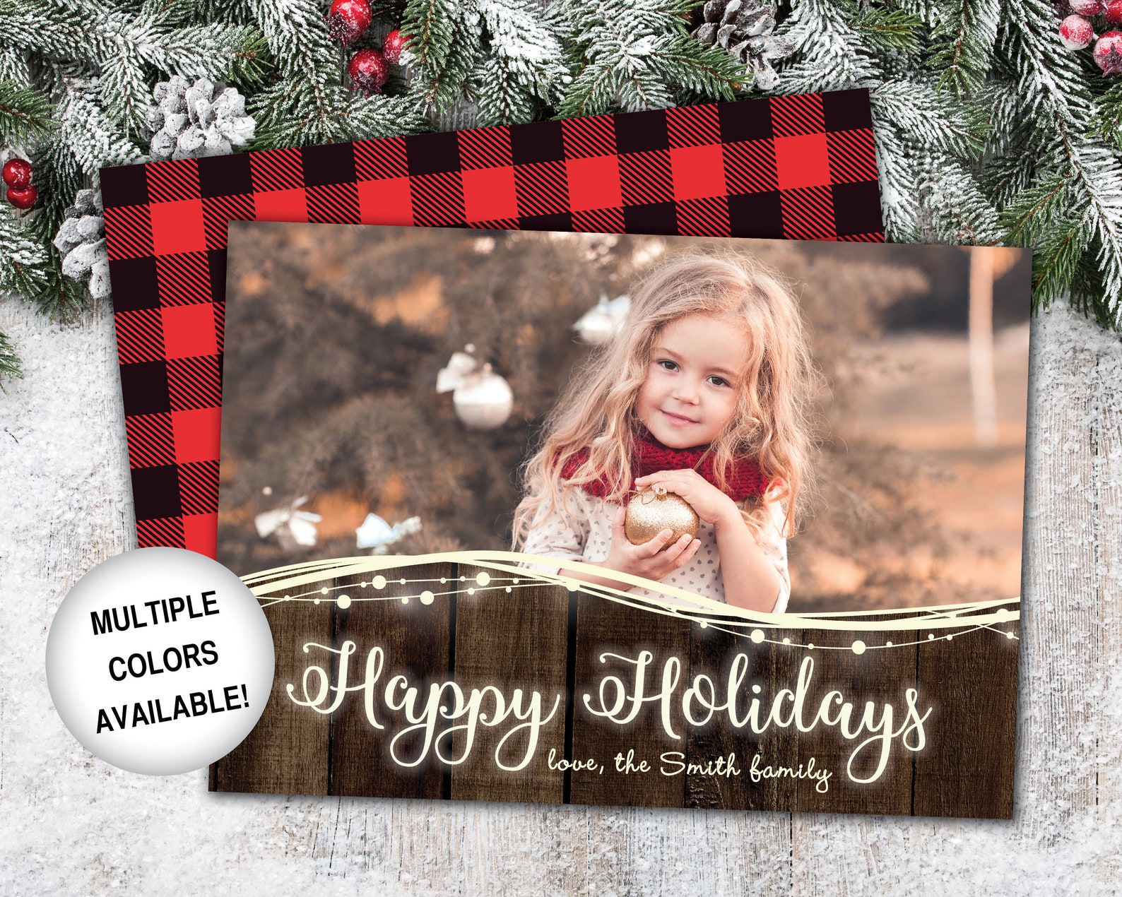 Rustic Happy Holidays Card With Photo Holiday Card Photo Holiday Card ...
