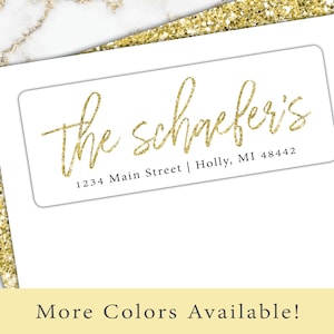 Gold Return Address Labels Simple Return Address Labels Gold Glitter ...