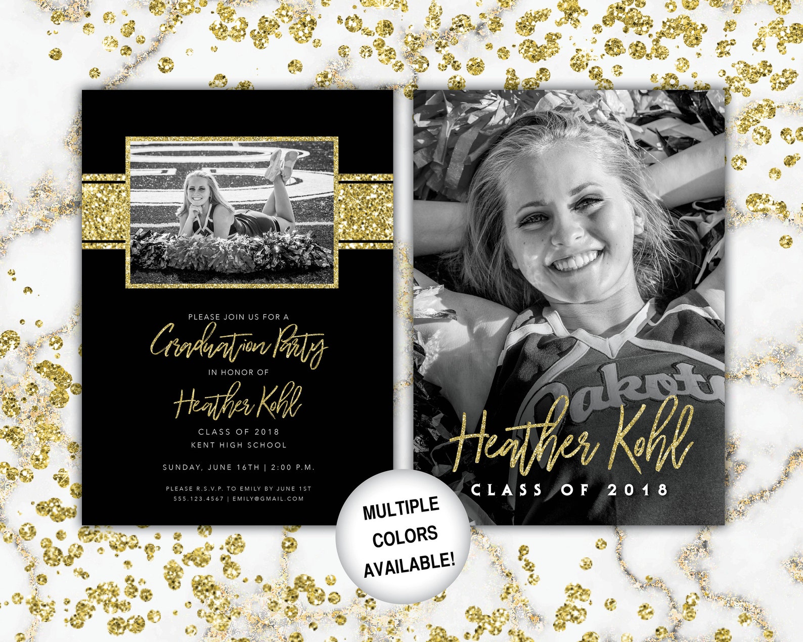 Graduation Party Invitation Gold Glitter | Gold and White Graduation ...
