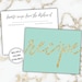 Gold Recipe Card Inserts Recipe Insert for Bridal Shower - Etsy