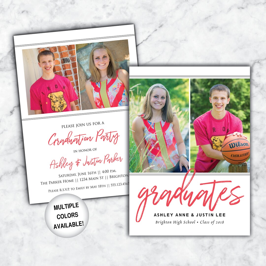 Twin Graduation Party Invitation | Graduation Party Invite for Twins ...