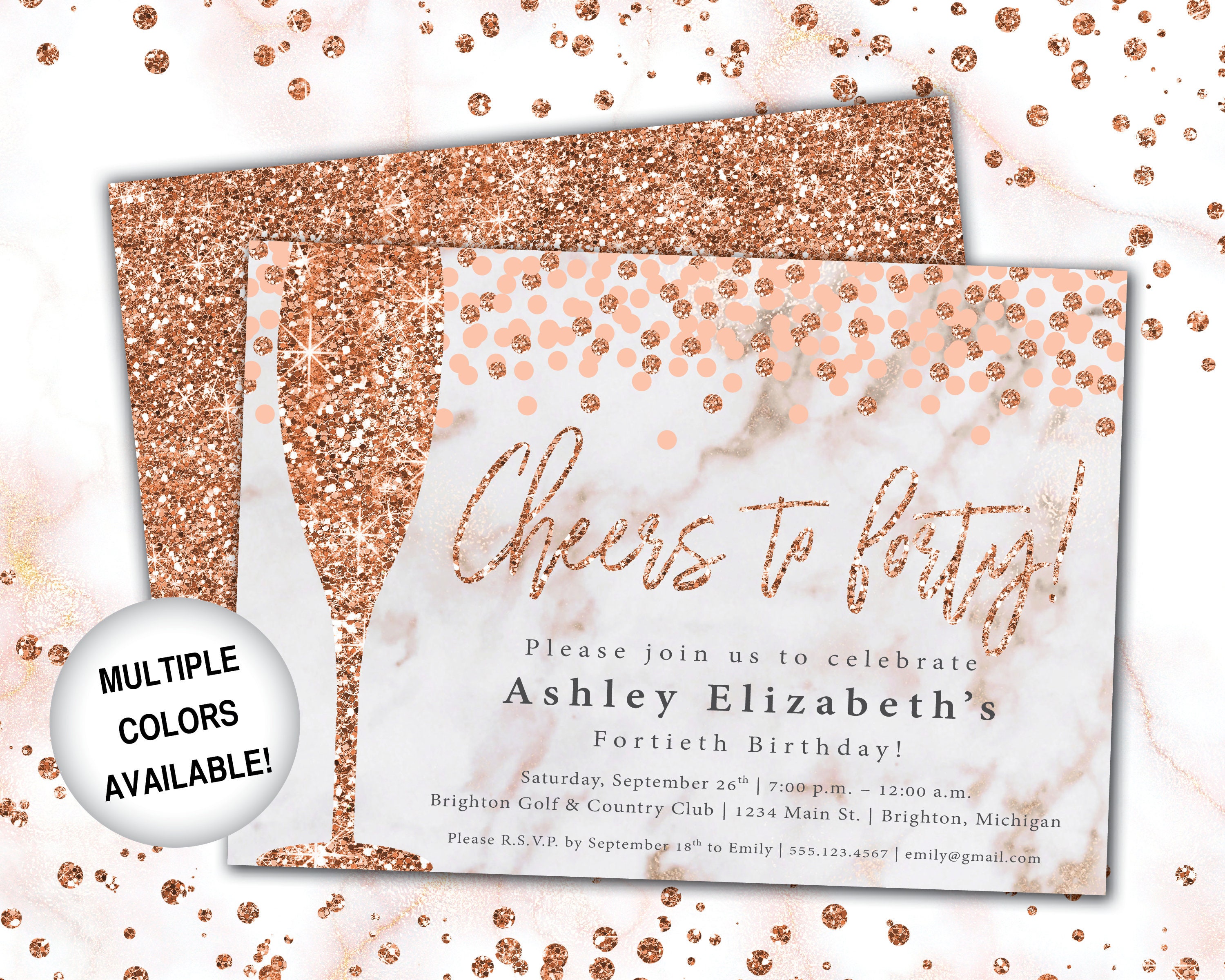 Cheers To 40 Invitation Rose Gold Champagne 40th Birthday Etsy