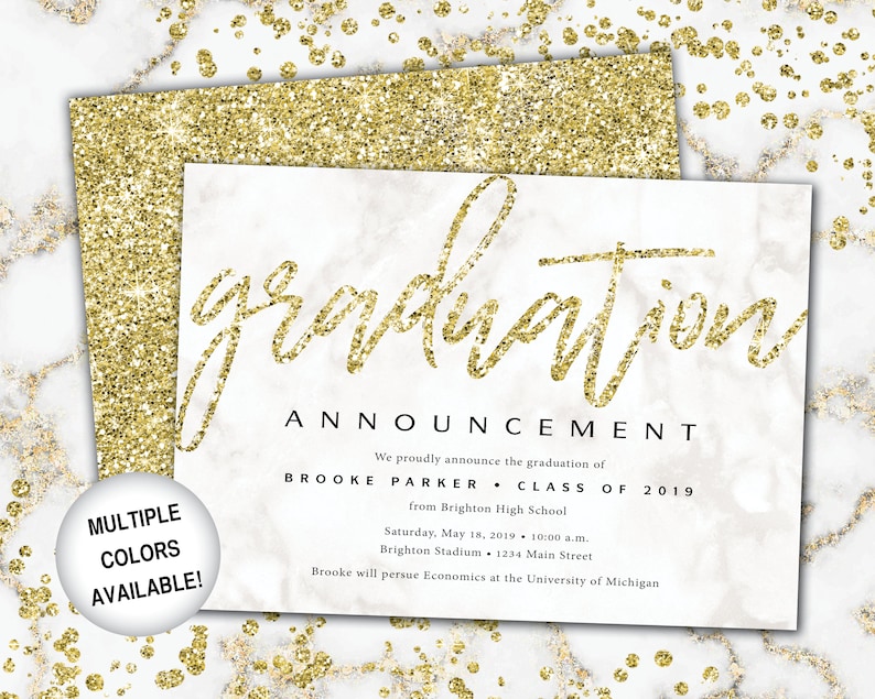 Red and Gold Graduation Announcement | Grad Announcement Invitation ...