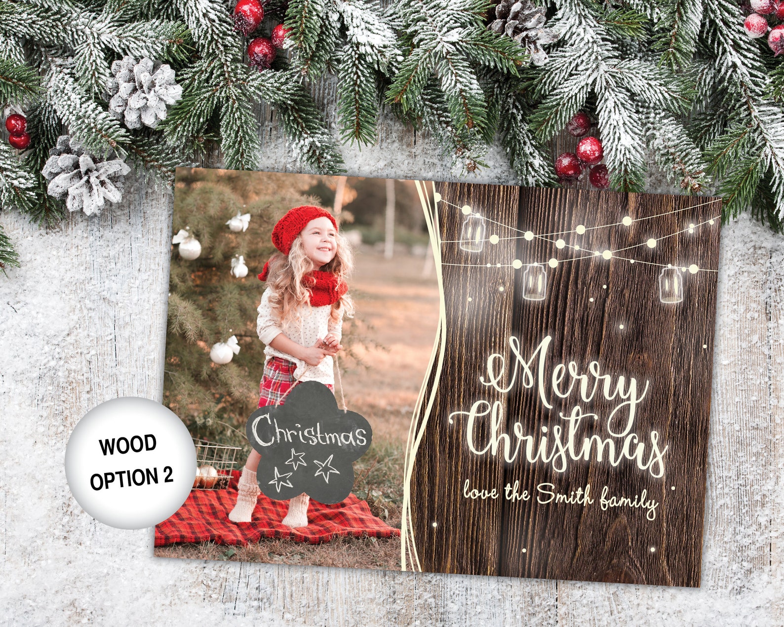 Rustic Christmas Card With Photo Christmas Card Photo - Etsy