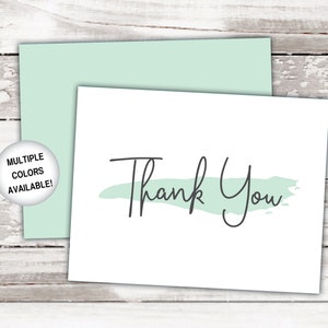 Printable Thank You Cards | Teal Thank You Cards | Bridal Shower Thank ...