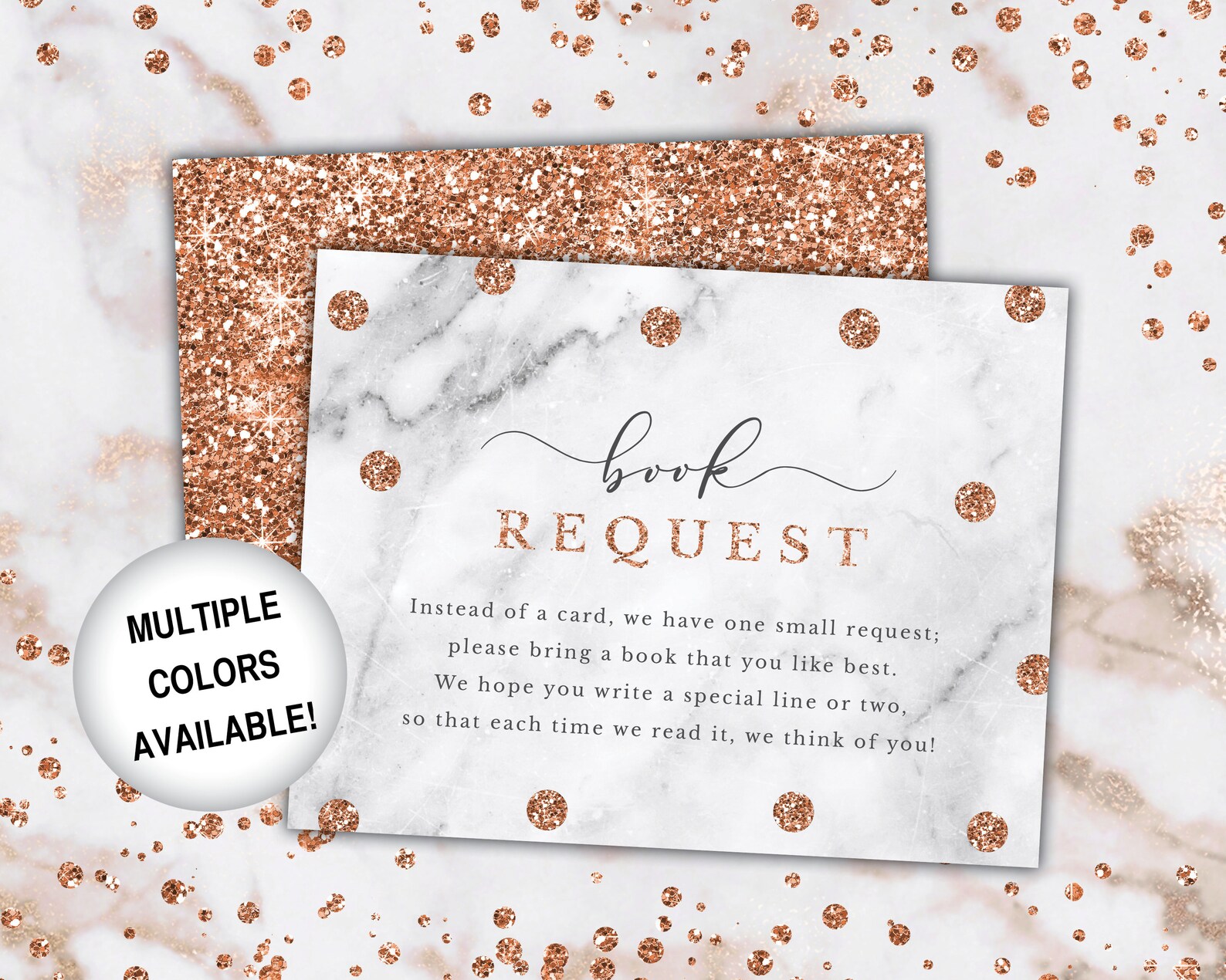 Rose Gold Book Request Card for Baby Shower Book Request | Etsy