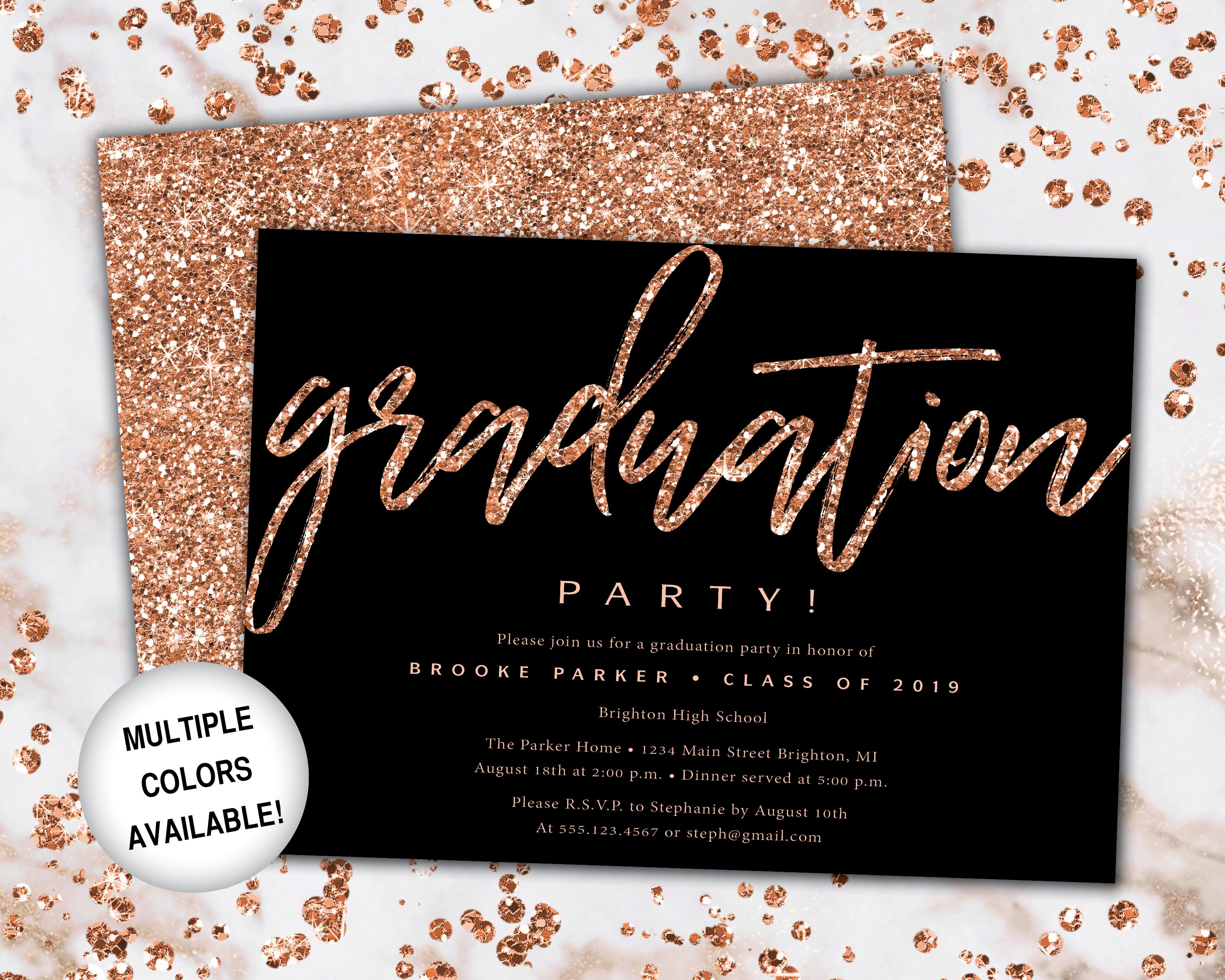 Rose Gold Graduation Party Invitation | Rose Gold Grad Party Invitation ...