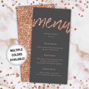 Rose Gold Wedding Menu Template Wedding Menu Cards Printable Rose Gold ...
