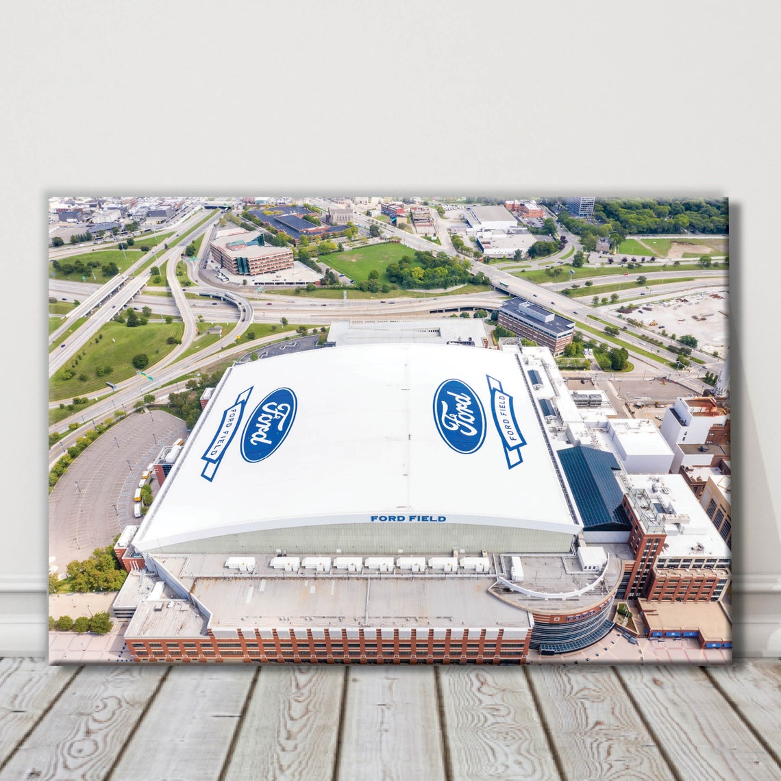 Ford Field Stadium Wall Canvas Aerial View | Detroit Lions Canvas Top ...