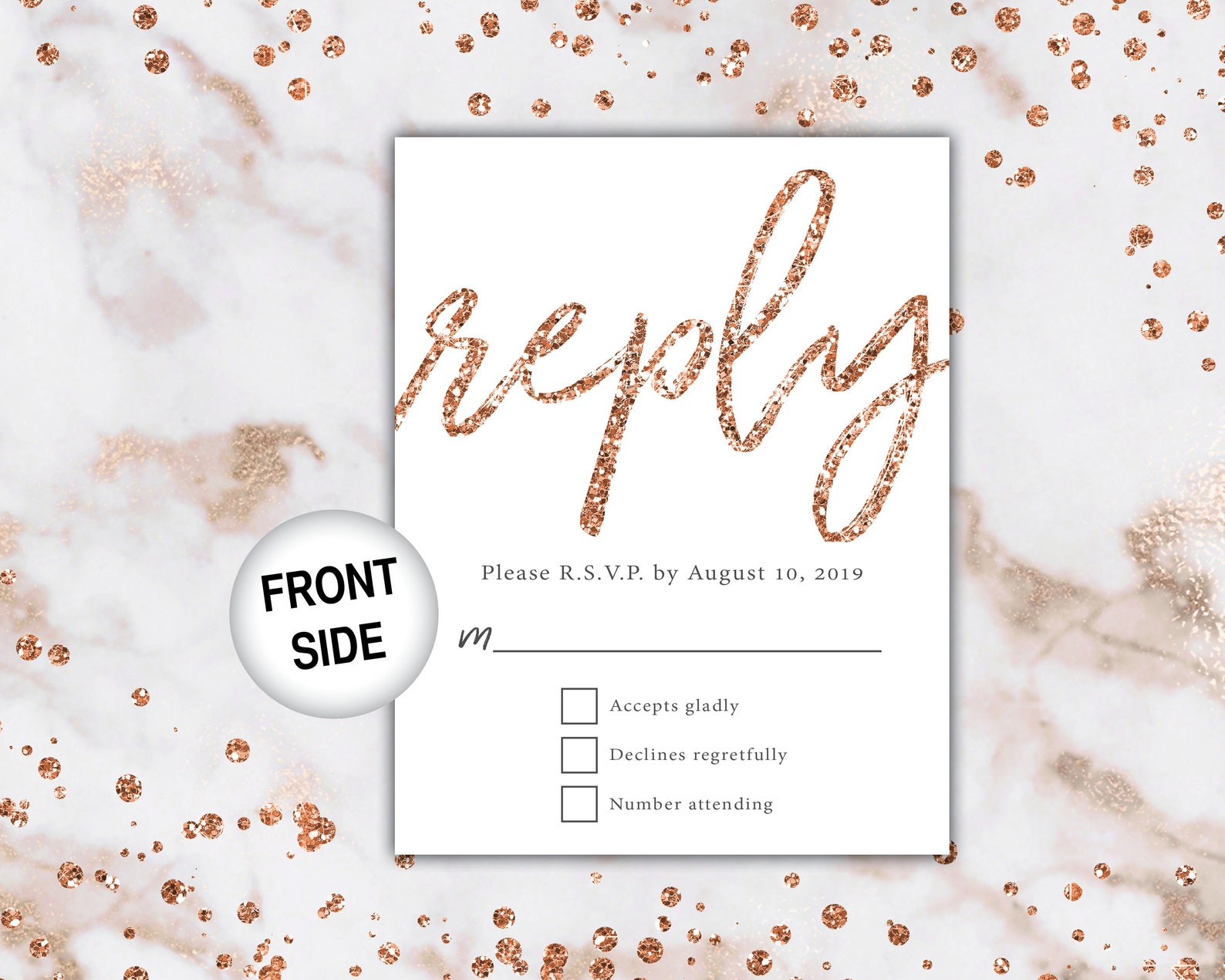 Navy and Rose Gold Wedding Reply Cards Wedding Reply Cards - Etsy