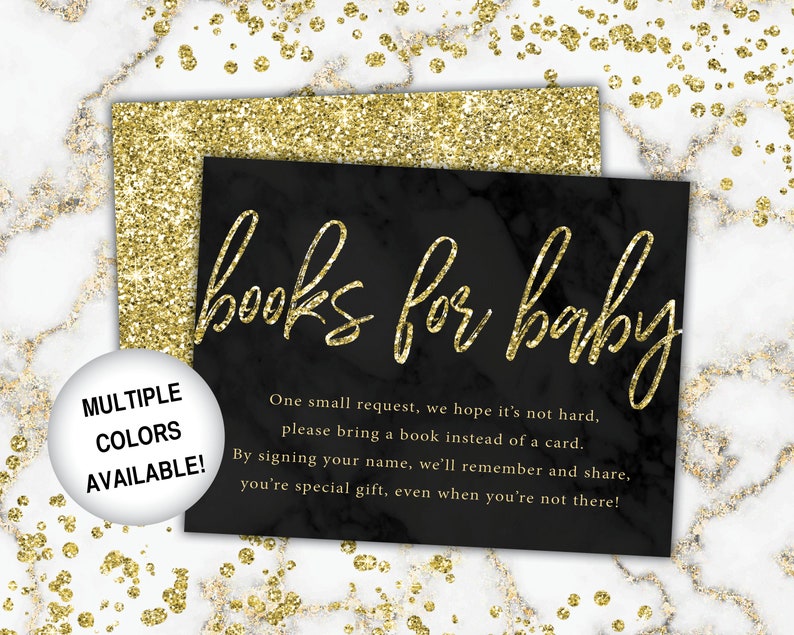 Books for Baby Card Gold Baby Shower Gold Glitter Books for | Etsy