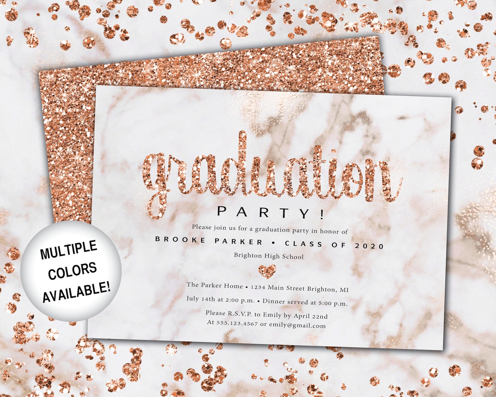 Rose Gold Graduation Party Invitation Rose Gold Graduation | Etsy