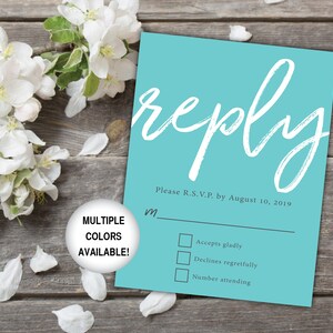 Printable Wedding Reply Card | Black and White Wedding RSVP Card ...