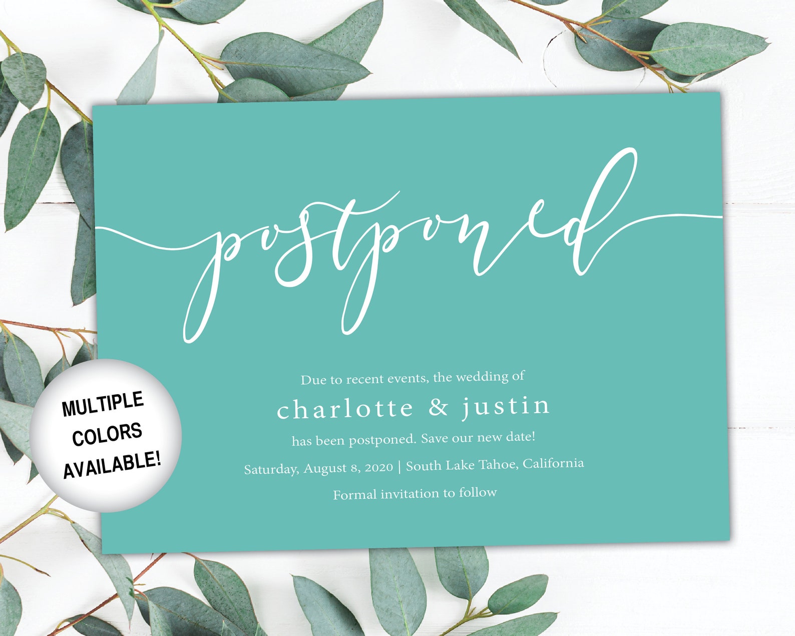Postponed Wedding Card Printable Postponed Date Announcement | Etsy