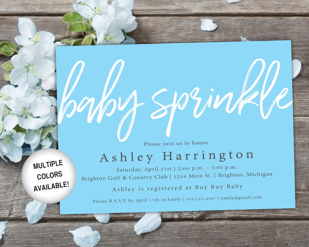 Baby Sprinkle Invitation Boy | Boy Baby Sprinkle Invitation Blue | 5x7 ...