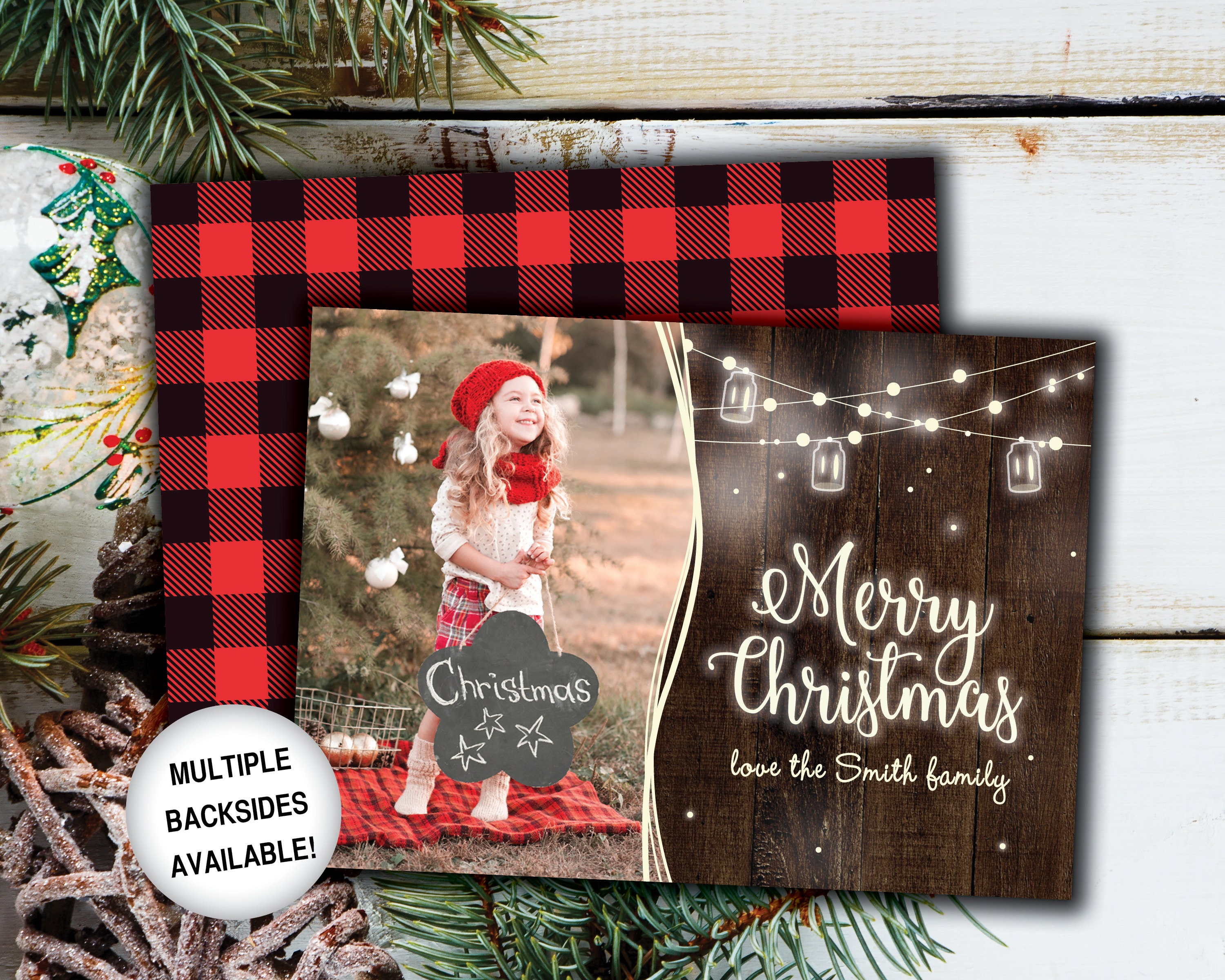 Rustic Christmas Card With Photo Christmas Card Photo | Etsy