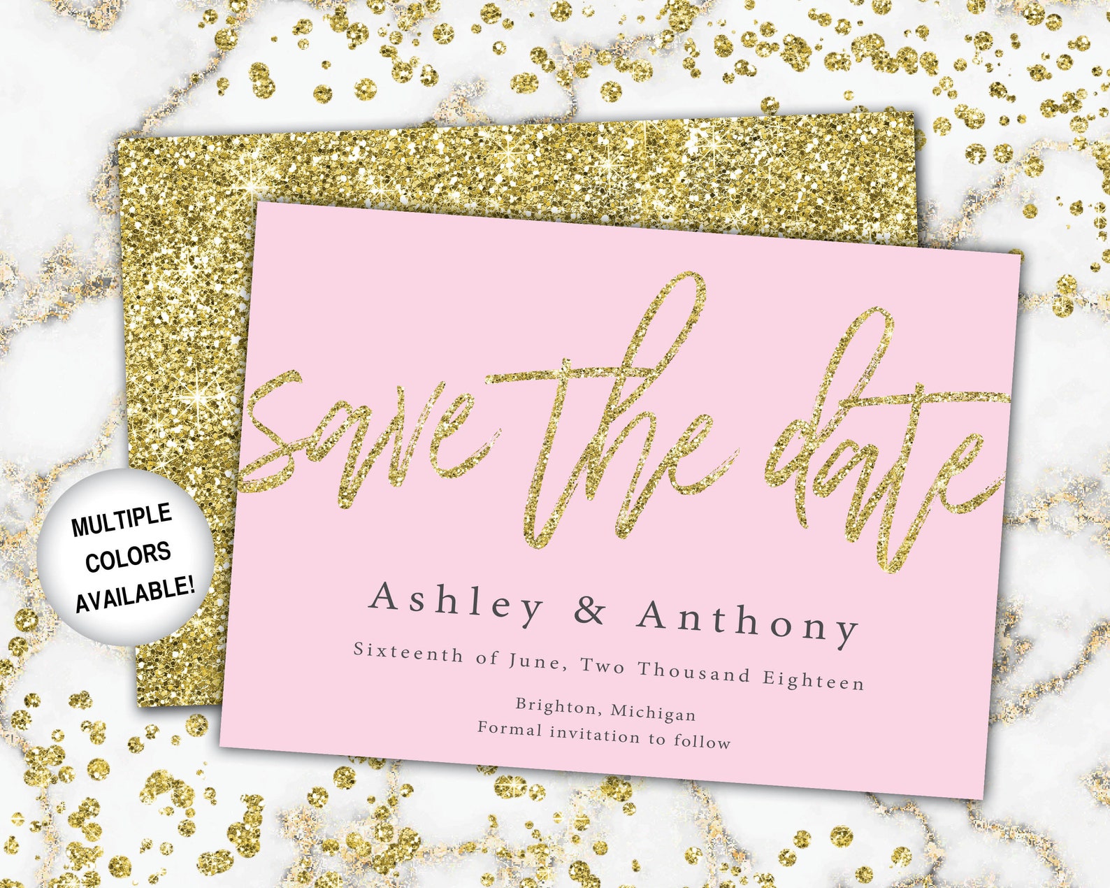 Black and Gold Save the Date Without Photo | Save the Date Invitation ...