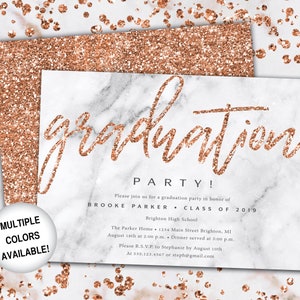 Rose Gold Graduation Party Invitation | Rose Gold Grad Party Invitation ...