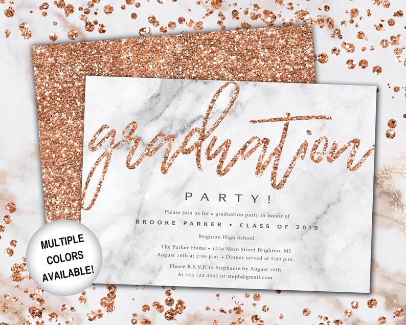Rose Gold Graduation Party Invitation | Rose Gold Grad Party Invitation ...