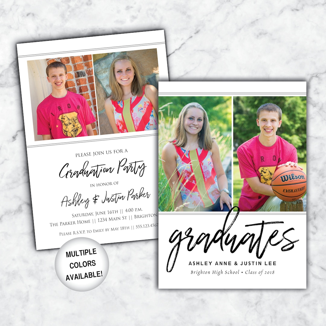 Twin Graduation Invitation | Graduation Party Invite for Twins Two ...