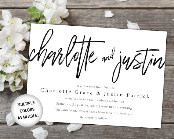 Printable Wedding Invitations With Names Wedding Invitations | Etsy